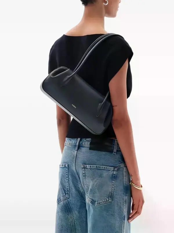 Yuzefi Leather Oyster Shoulder Bag - Black