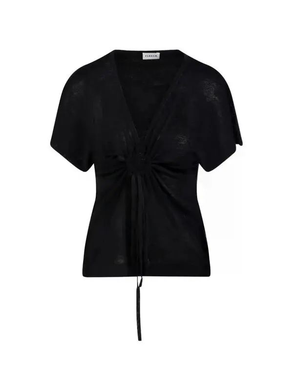 P.a.r.o.s.h Knotted V-neck Top - Black