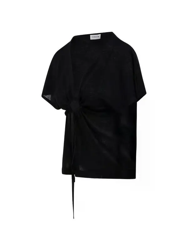 P.a.r.o.s.h Knotted V-neck Top - Black