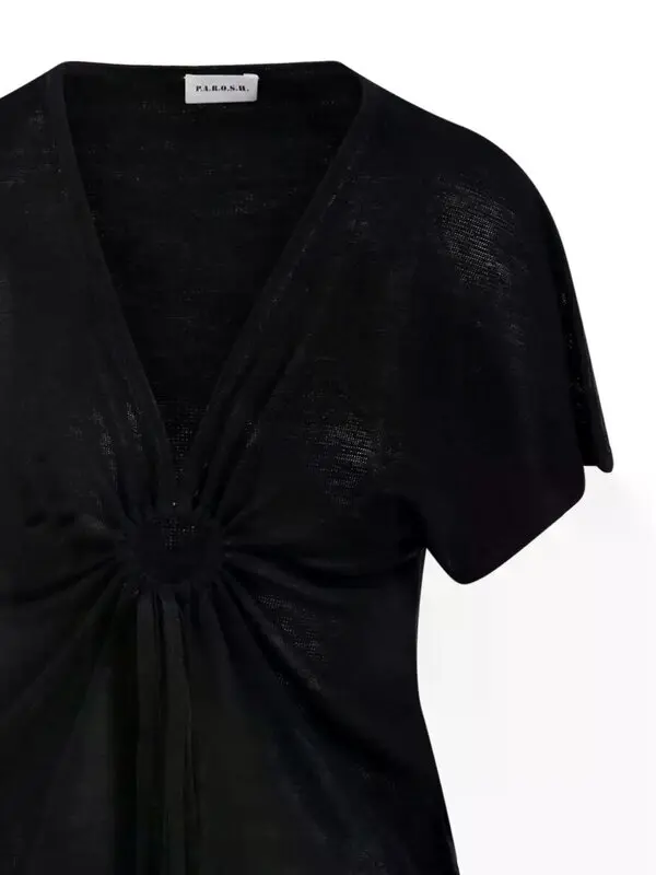 P.a.r.o.s.h Knotted V-neck Top - Black