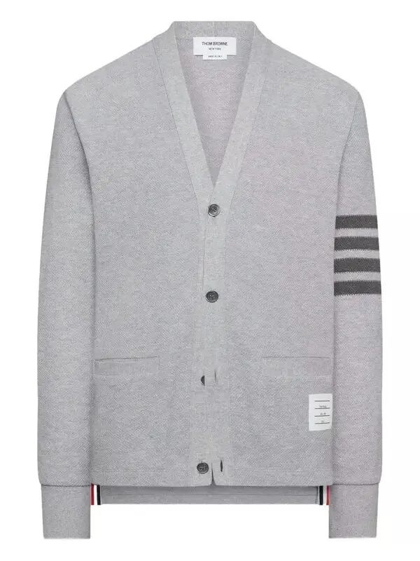 Thom Browne 4-bar Textured-pique Cardigan - Grey