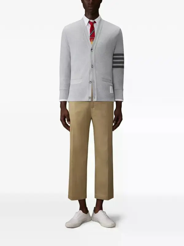 Thom Browne 4-bar Textured-pique Cardigan - Grey