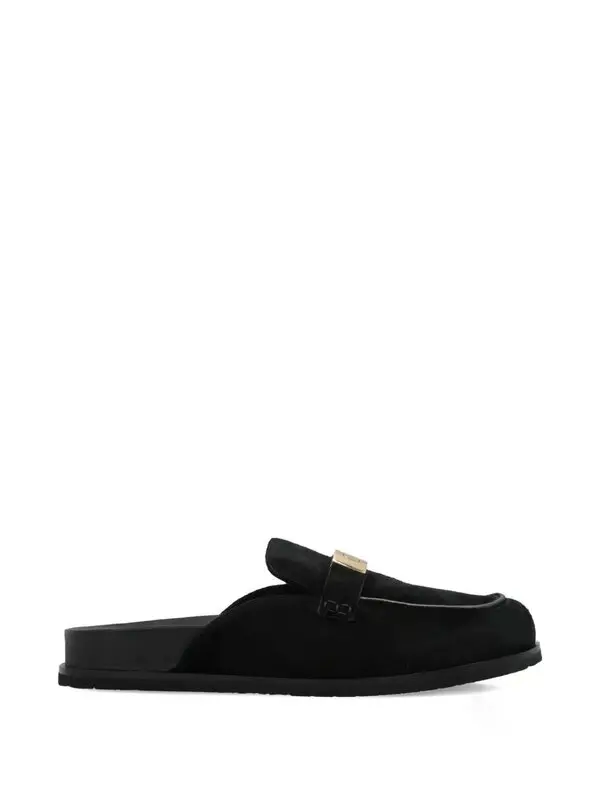 Tory Burch Leelee Suede Mules With T-lock Hardware - Black