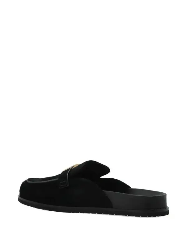 Tory Burch Leelee Suede Mules With T-lock Hardware - Black