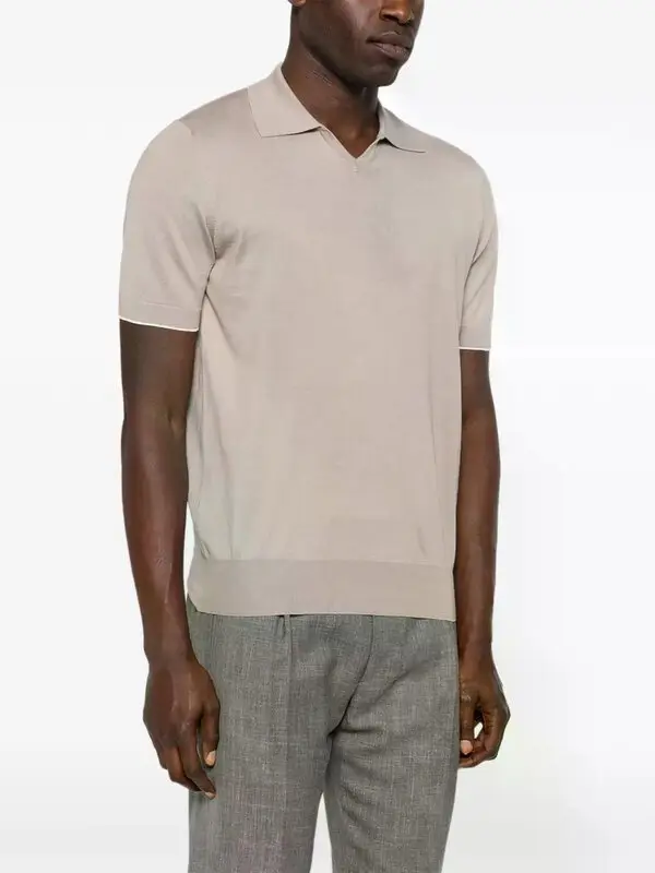 Brunello Cucinelli V-neck Short-sleeve Polo Shirt