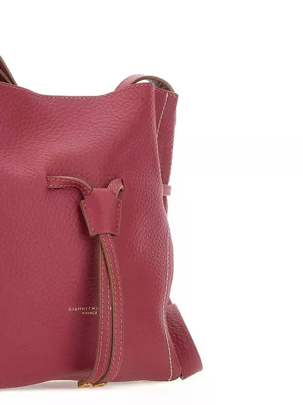 GIANNI CHIARINI Sienna Drawstring Leather Shoulder Bag - Pink