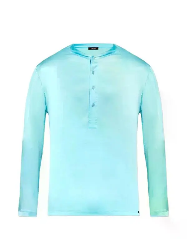 TOM FORD Button-placket Pajama Top - Blue