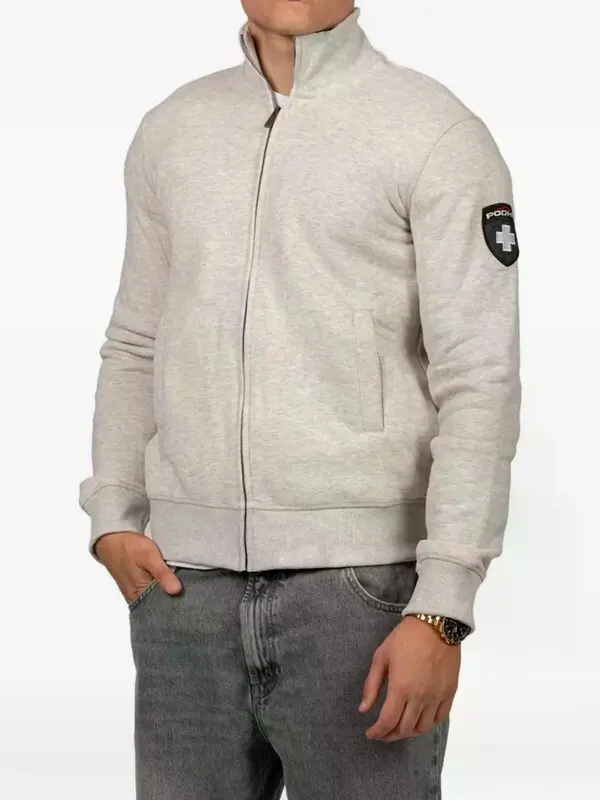 PODHIO Appliqué Zip-up Sweatshirt - Neutrals