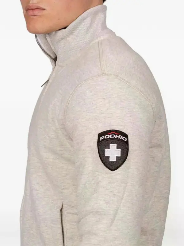 PODHIO Appliqué Zip-up Sweatshirt - Neutrals