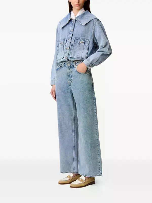 Claudie Pierlot Embroidered Wide-leg Jeans