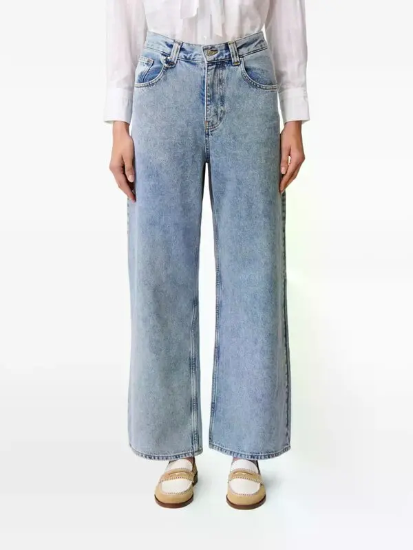 Claudie Pierlot Embroidered Wide-leg Jeans