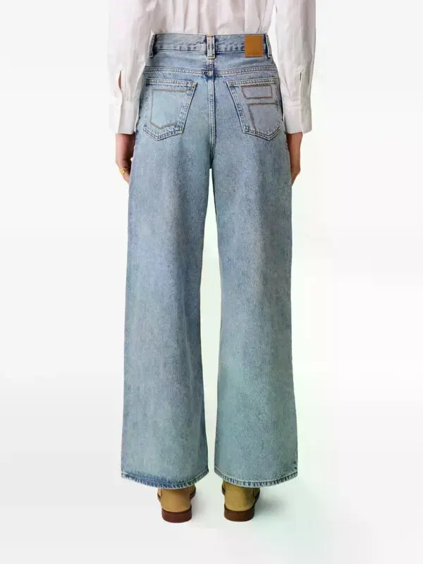 Claudie Pierlot Embroidered Wide-leg Jeans