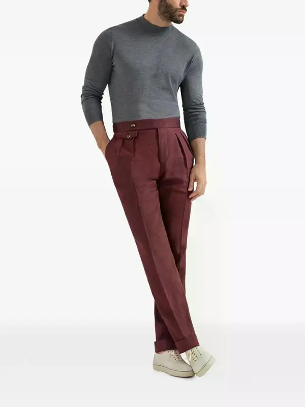 Brunello Cucinelli Linen And Virgin Wool Chevron Trousers