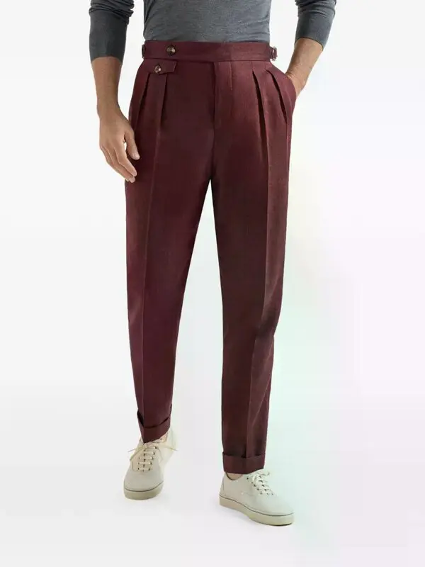 Brunello Cucinelli Linen And Virgin Wool Chevron Trousers