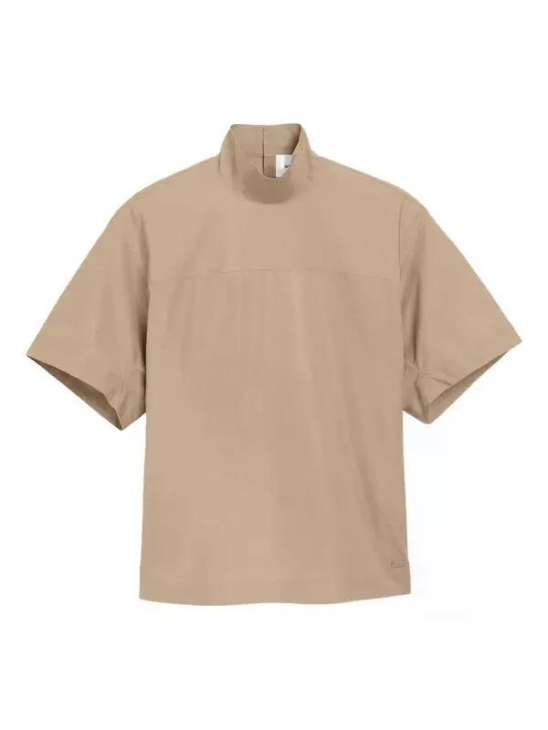 AMI Paris Cotton Stand-up Collar Short Sleeve Top