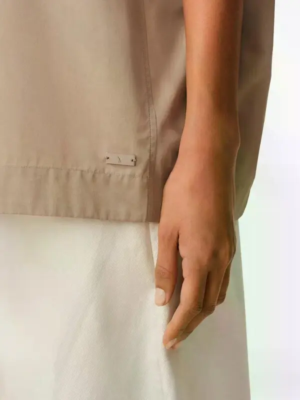 AMI Paris Cotton Stand-up Collar Short Sleeve Top