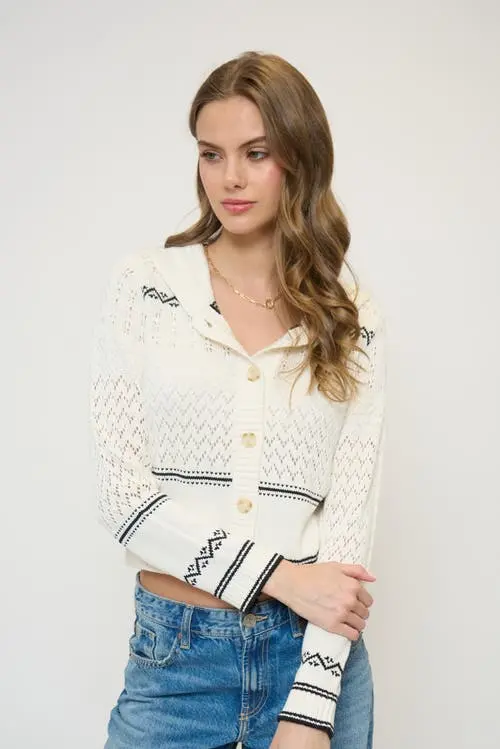Central Park West Cropped Hooded Cardigan - Ivory
