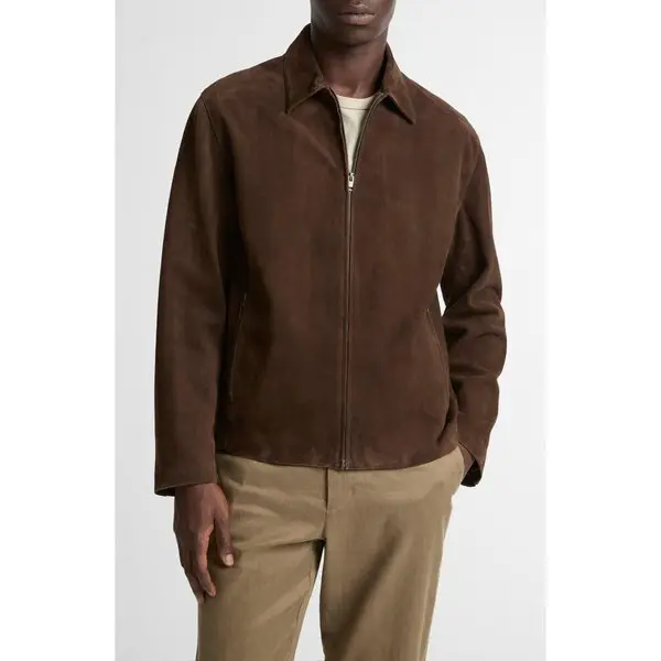 Vince Minimal Moto Suede Zip Jacket