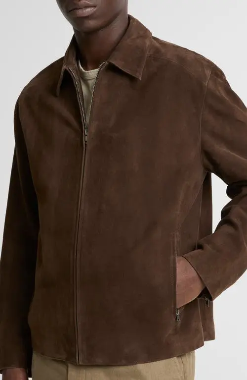 Vince Minimal Moto Suede Zip Jacket