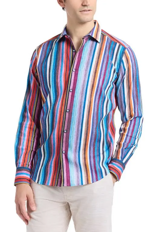 Robert Graham Pomsford Stripe Stretch Cotton Button-up Shirt