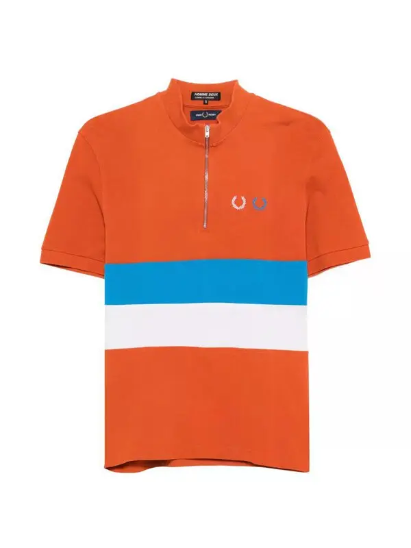 Comme Des Garçons Zip-up Striped Polo Shirt