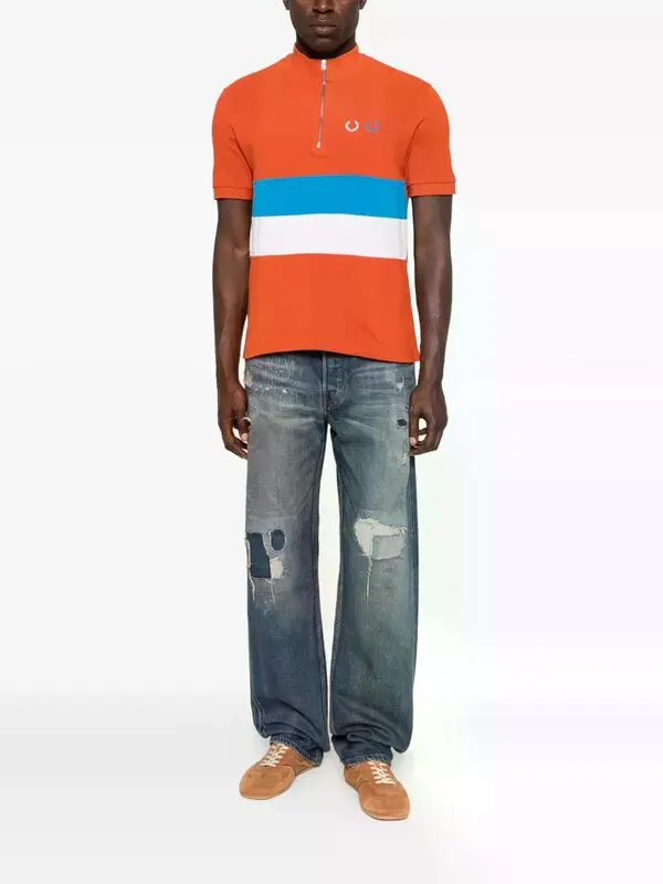 Comme Des Garçons Zip-up Striped Polo Shirt