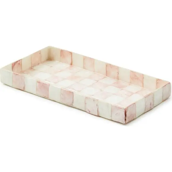 MACKENZIE-CHILDS Check® Capiz Vanity Tray - Rosy