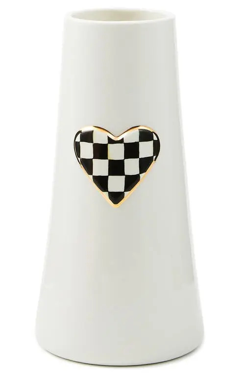 MACKENZIE-CHILDS Courtly Check® Heart Vase - Black/white