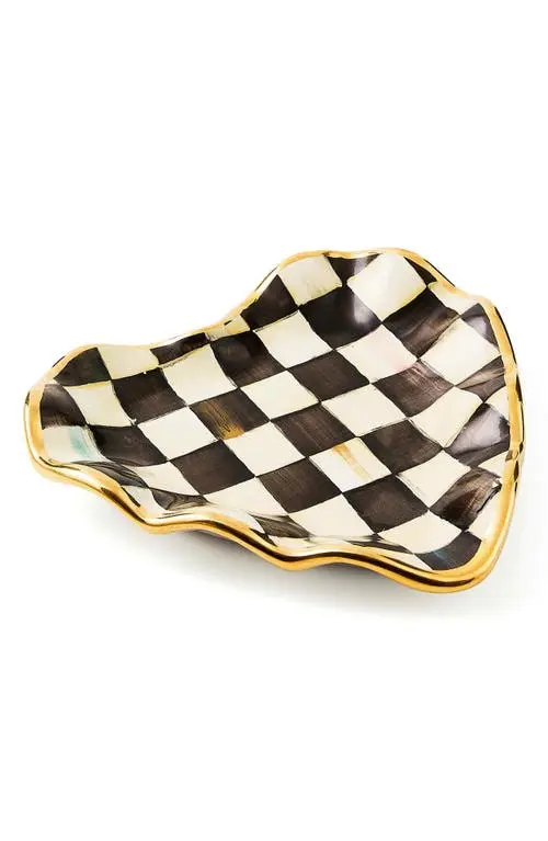 MACKENZIE-CHILDS Courtly Check® Fluted Heart Plate - Black/white