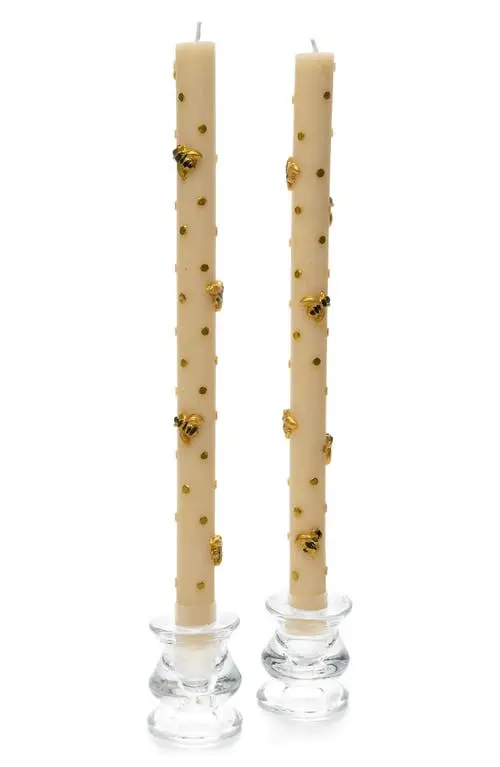 MACKENZIE-CHILDS Set Of 2 Bee Taper Dinner Candles