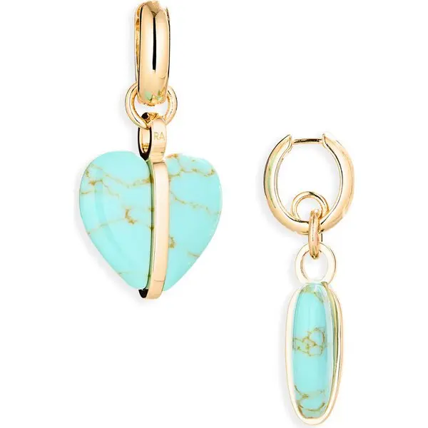 ROXANNE ASSOULIN Heart Charm Drop Earrings - Gold/turquoise