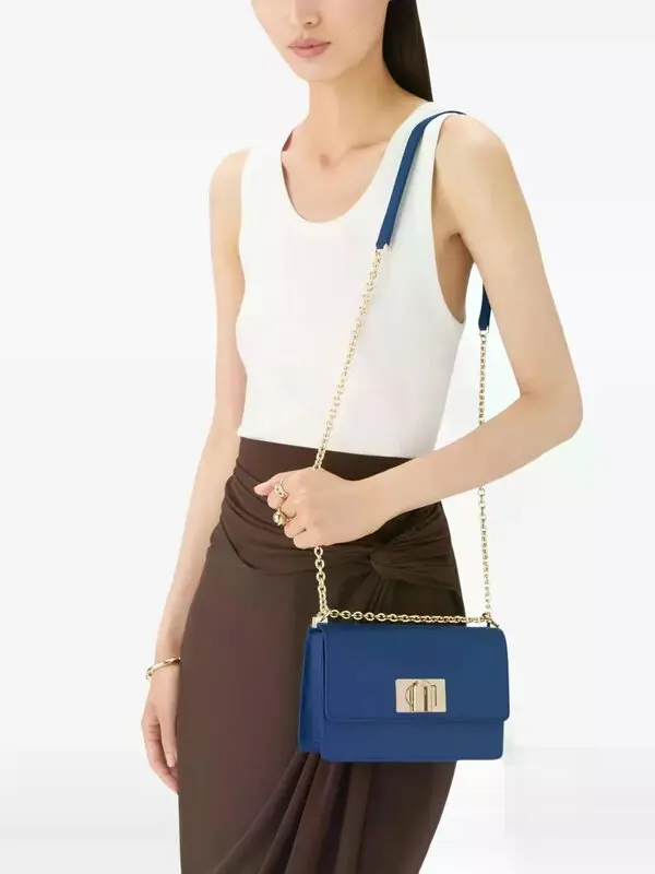 Furla Mini 1927 Arch Leather Crossbody Bag - Blue