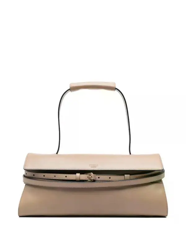 Moschino Soft Nappa Leather Belted Tote Bag - Neutrals