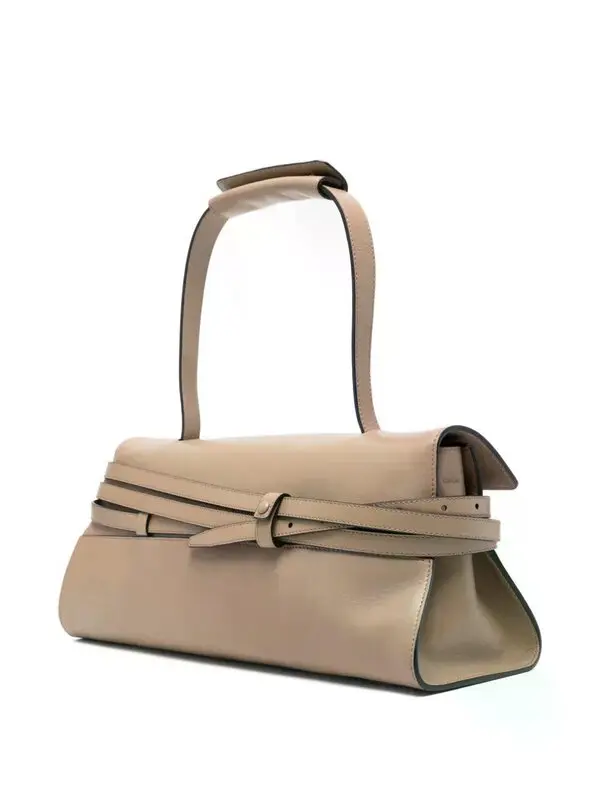 Moschino Soft Nappa Leather Belted Tote Bag - Neutrals