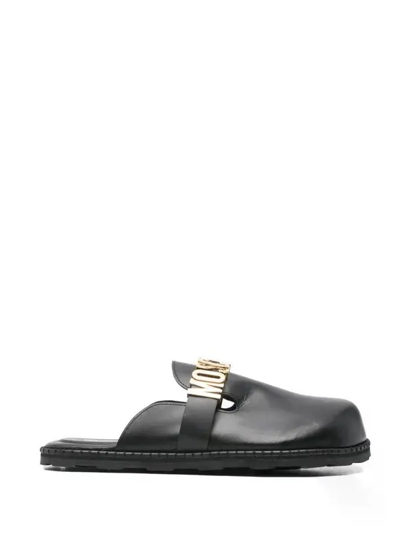 Moschino Plaque Leather Mules
