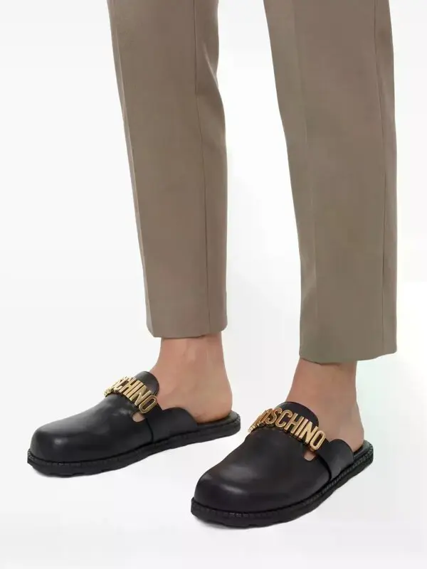 Moschino Plaque Leather Mules