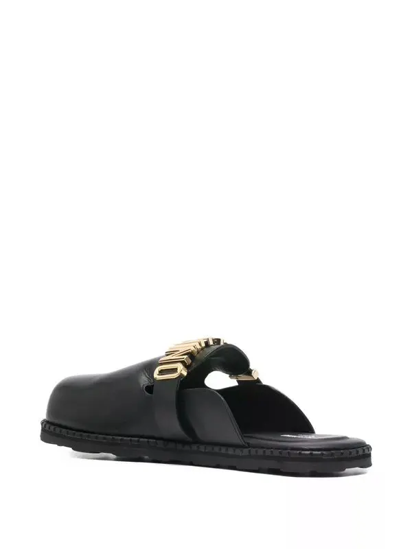 Moschino Plaque Leather Mules
