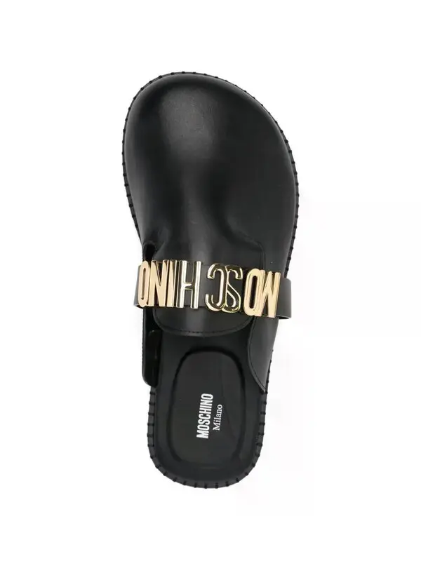 Moschino Plaque Leather Mules