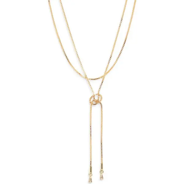 Nordstrom Cubic Zirconia Knotted Y-necklace - Clear- Gold