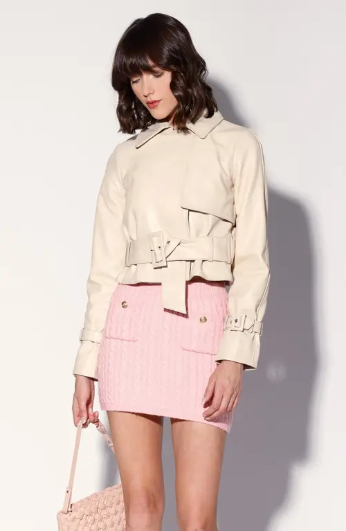 Walter Baker Rexa Short Leather Trench Jacket - Oyster