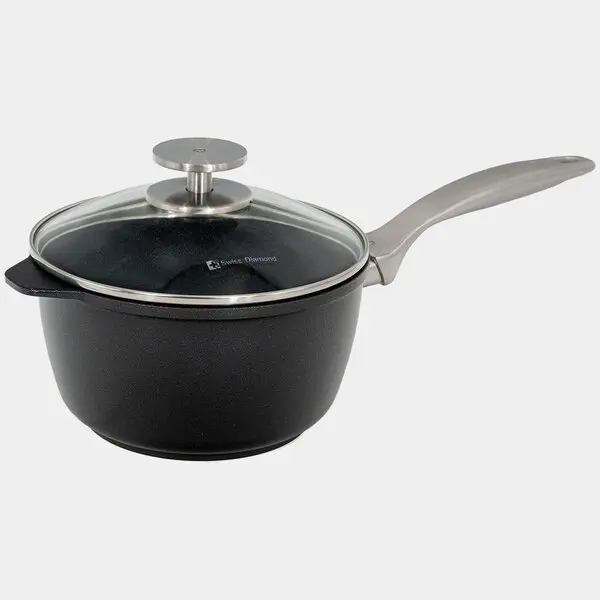 SWISS DIAMOND Chd Nonstick Saucepan With Glass Lid - Black