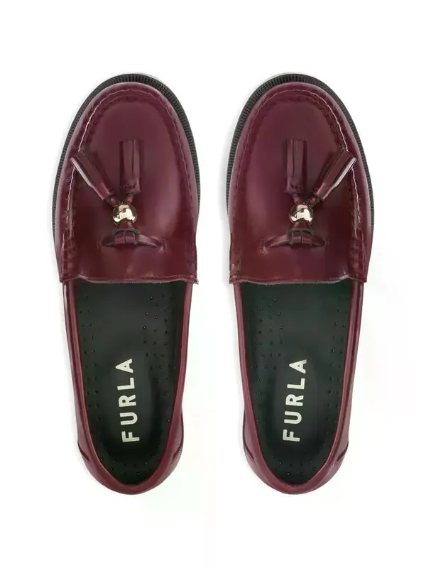 Furla Tassel Brushed Leather Loafers