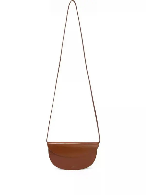 JIL SANDER Curved Leather Crossbody - Brown