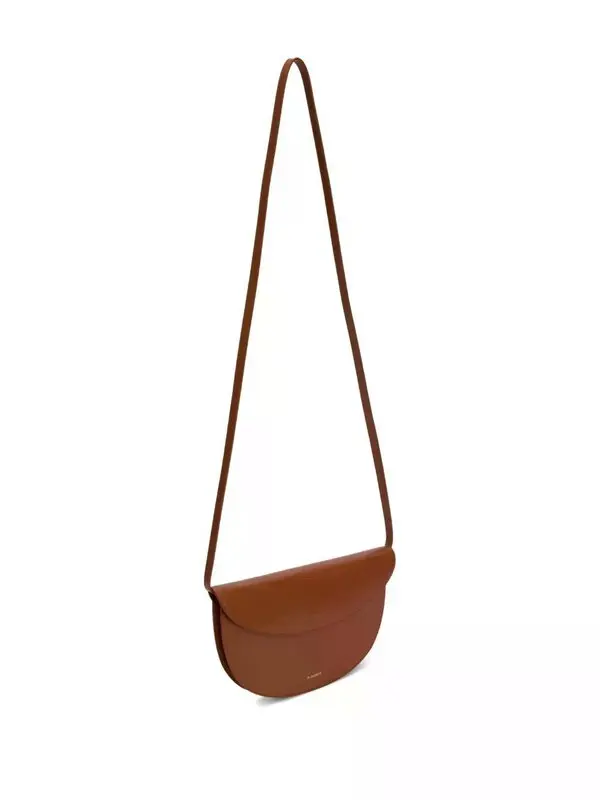 JIL SANDER Curved Leather Crossbody - Brown