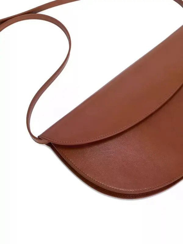 JIL SANDER Curved Leather Crossbody - Brown