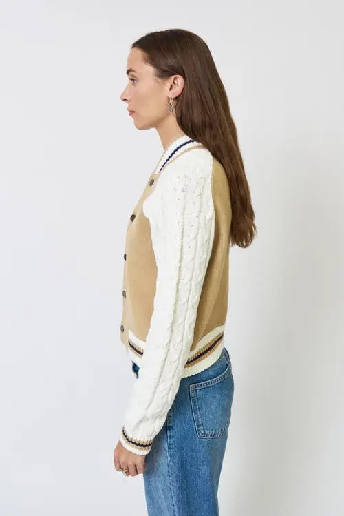 Central Park West Chloe Cable Sleeve Knit Bomber