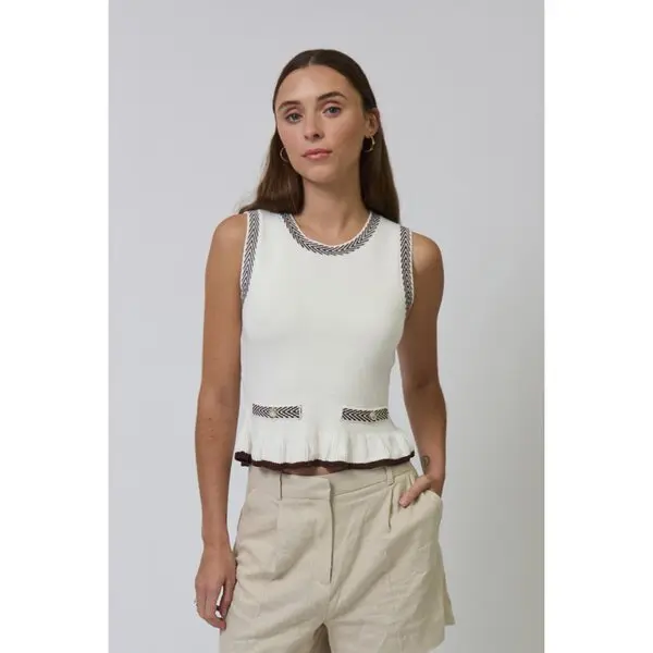 Central Park West Chloe Ruffle Hem Shell