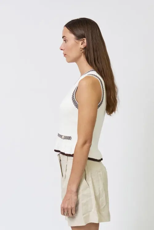 Central Park West Chloe Ruffle Hem Shell