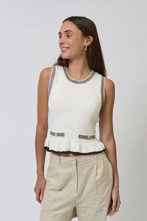 Central Park West Chloe Ruffle Hem Shell