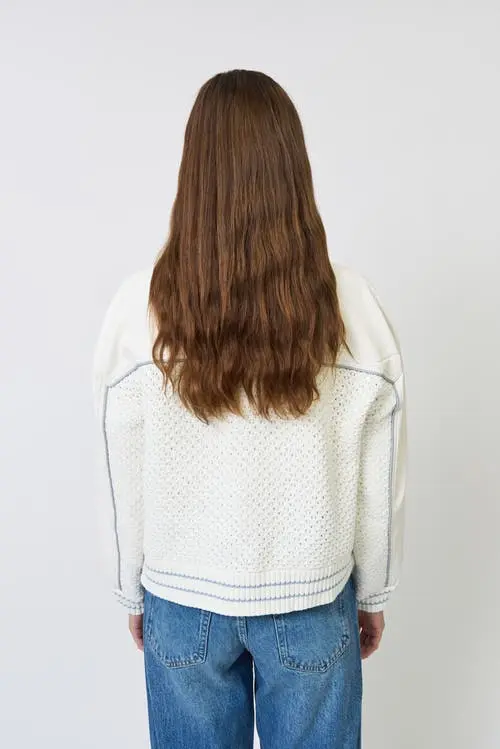 Central Park West Ophelia Faux Leather And Crochet Bomber Jacket